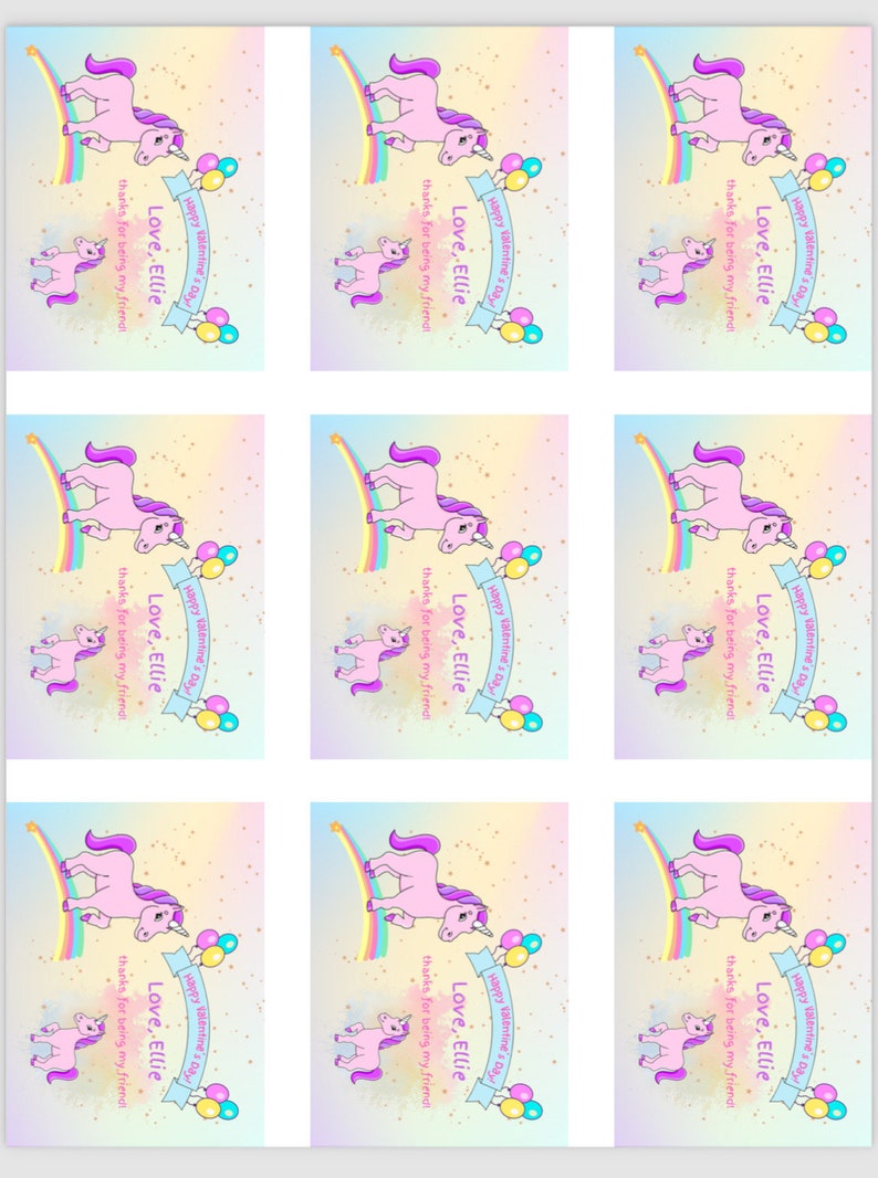 Unicorn Valentine Printable Preschool Unicorn Valentines From Girl - Etsy