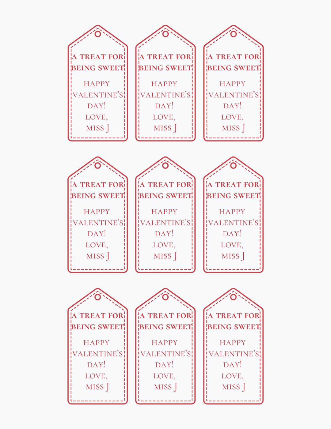 Printable Classroom Valentine Treat Tag From Teacher to Student - Etsy