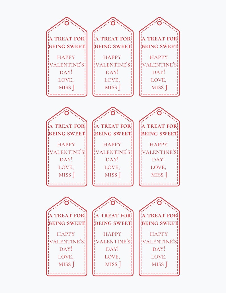 Printable Classroom Valentine Treat Tag From Teacher to Student - Etsy