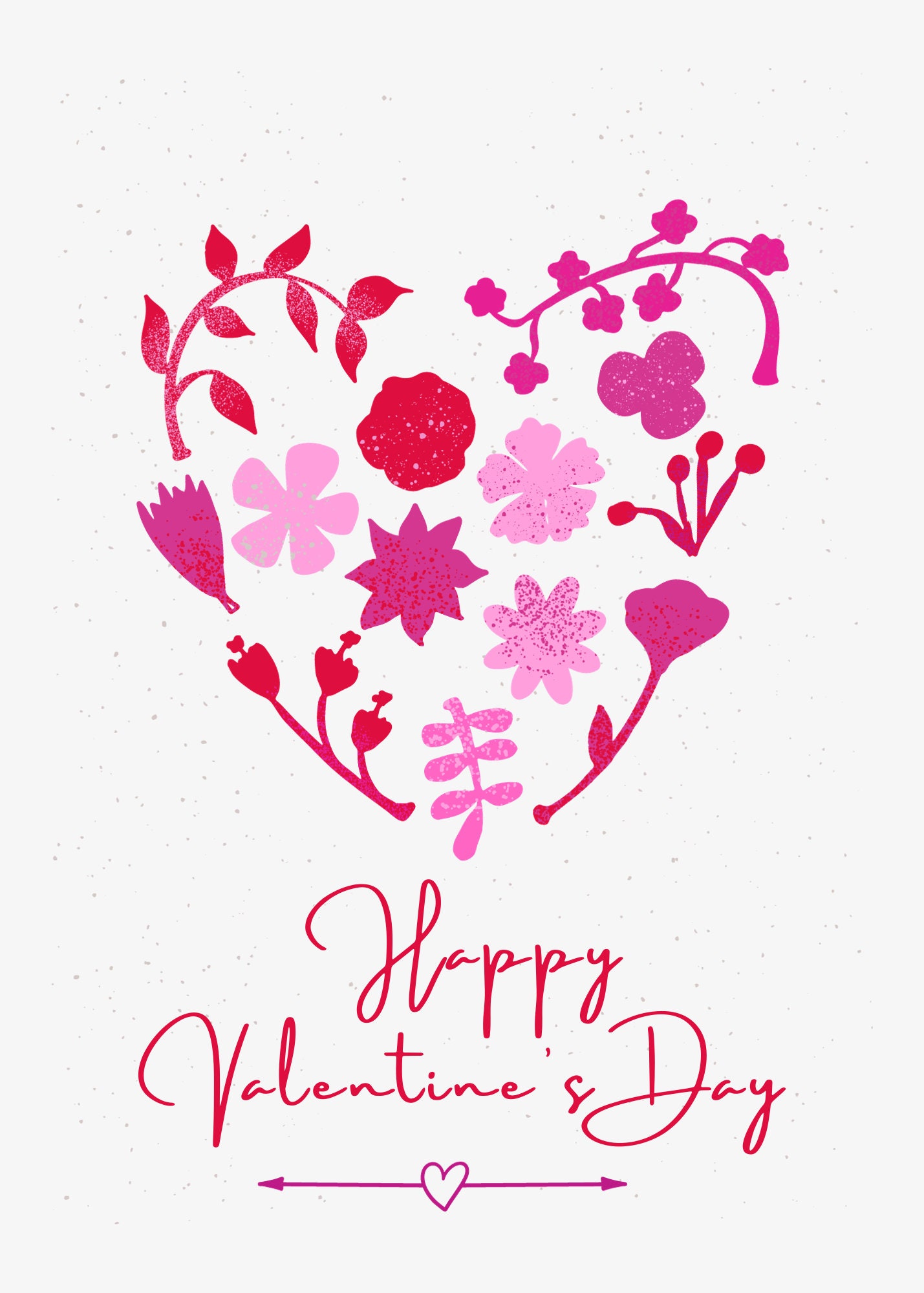 Pink and Red Heart Printable Valentine Card - Etsy