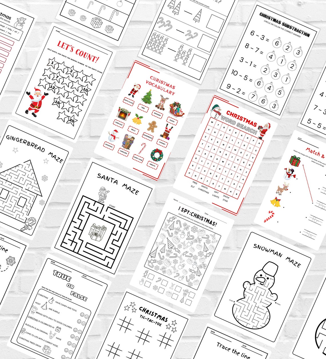 Printable Christmas Worksheets, Christmas Worksheet Bundle , Kid's ...