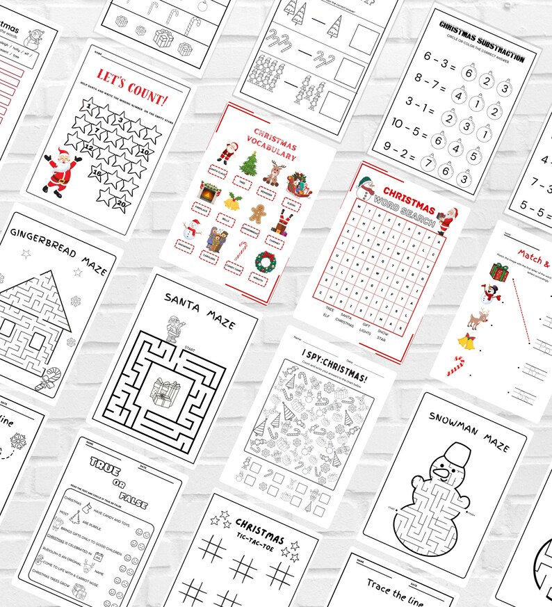 Printable Christmas Worksheets, Christmas Worksheet Bundle , Kid's ...