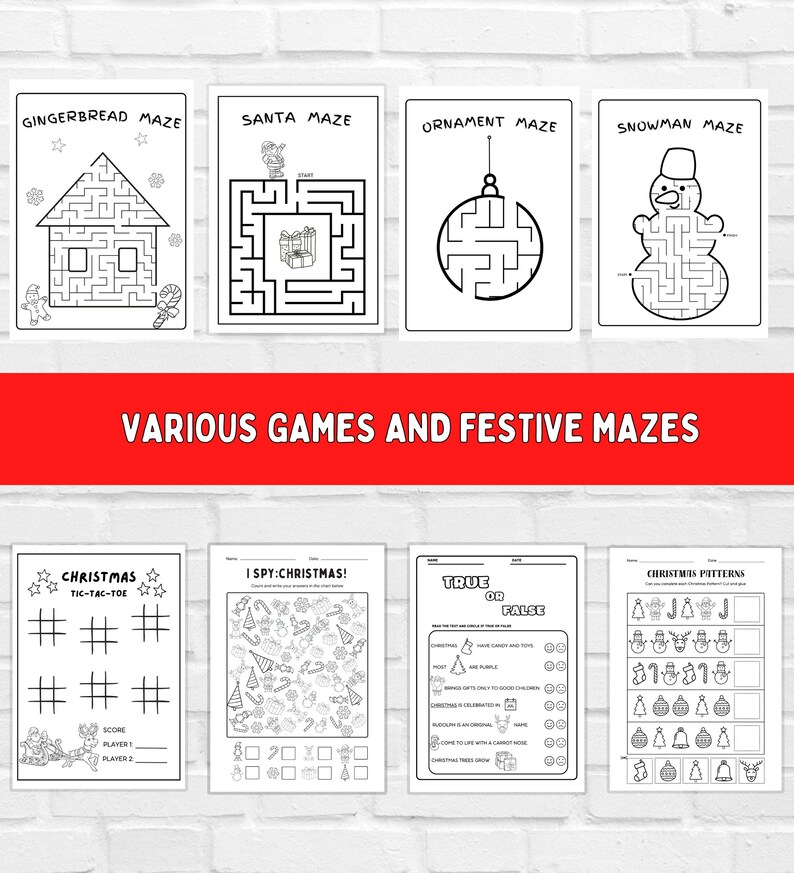 Printable Christmas Worksheets, Christmas Worksheet Bundle , Kid's ...