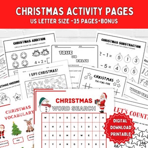 Printable Christmas Worksheets, Christmas Worksheet Bundle , Kid's ...