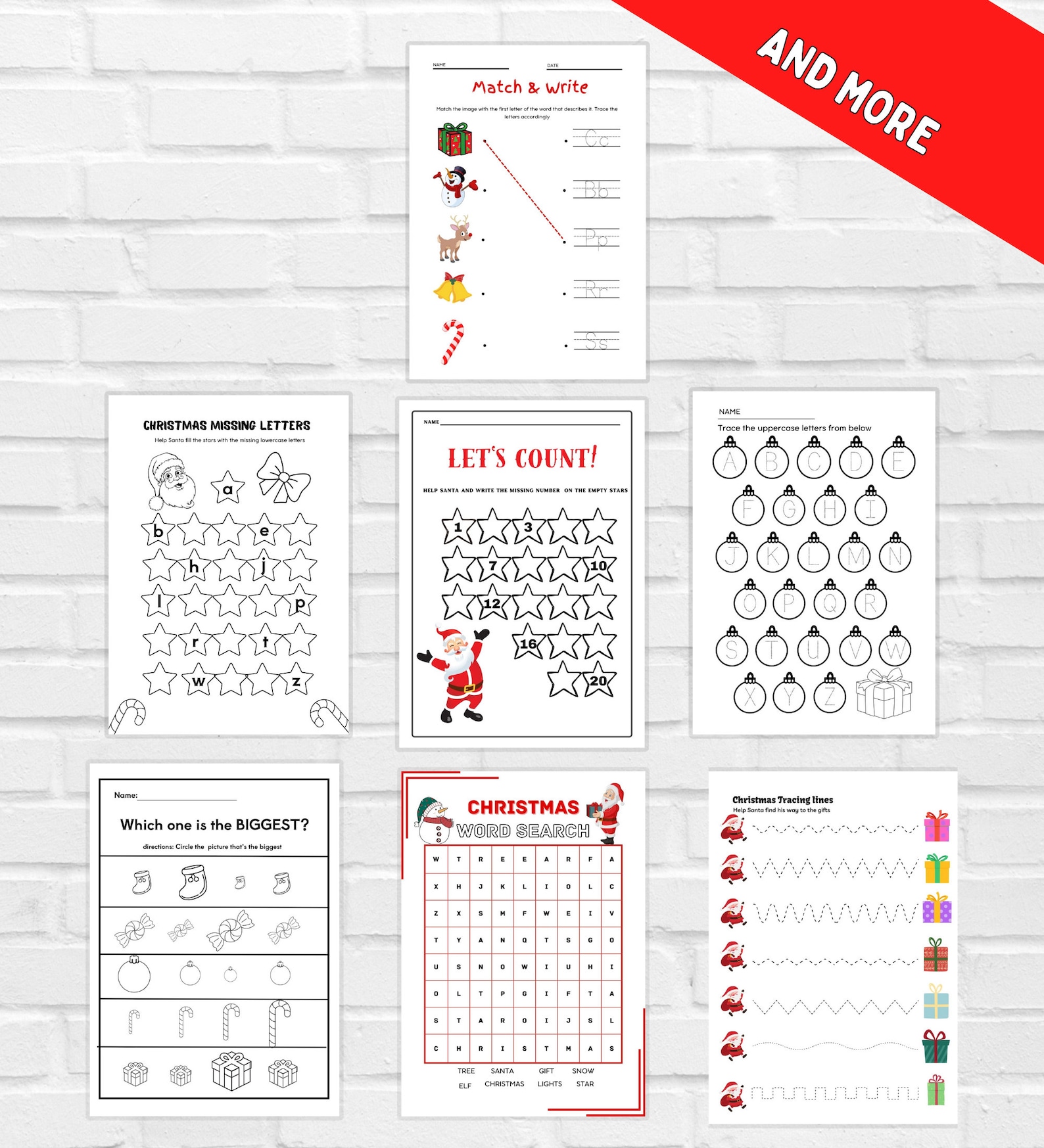 Printable Christmas Worksheets, Christmas Worksheet Bundle , Kid's ...
