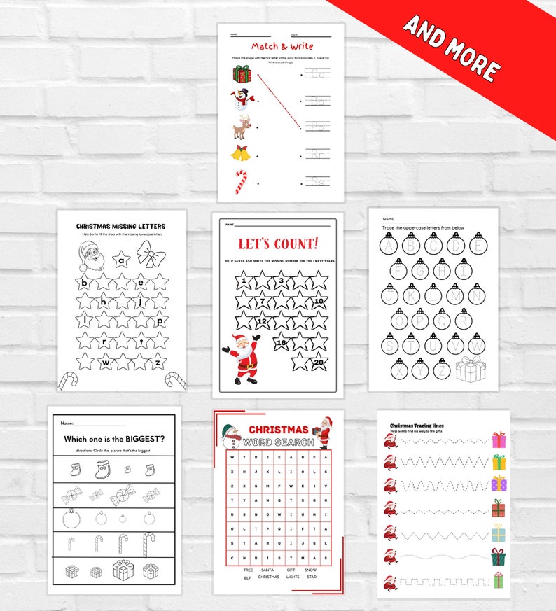 Printable Christmas Worksheets, Christmas Worksheet Bundle , Kid's ...
