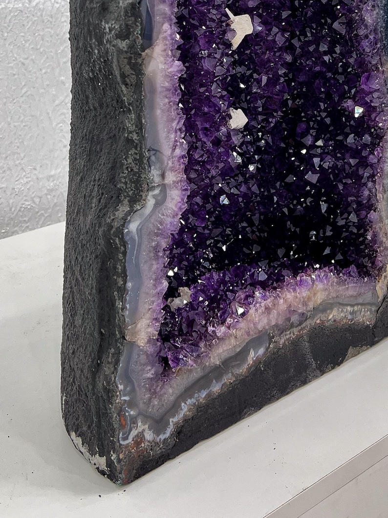 Home Decor Amethyst Cathedral Geode Crystal Cluster Purple Stone Raw ...