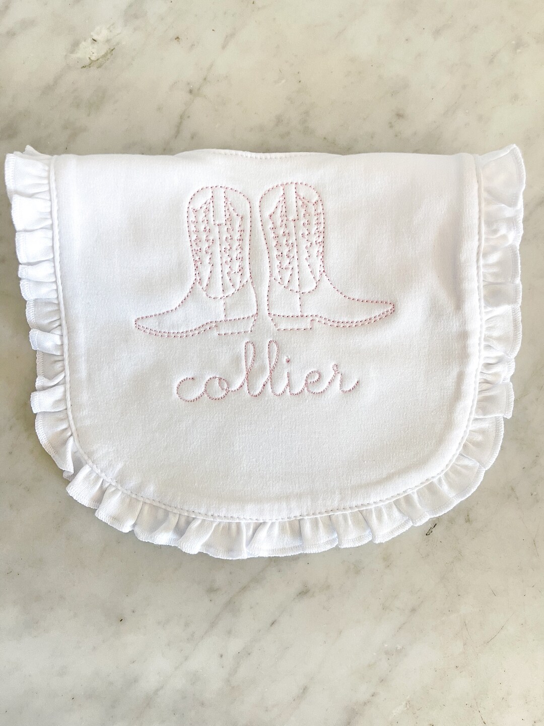 Monogrammed Cowboy/cowgirl Boot Burp Cloth or Bib - Etsy