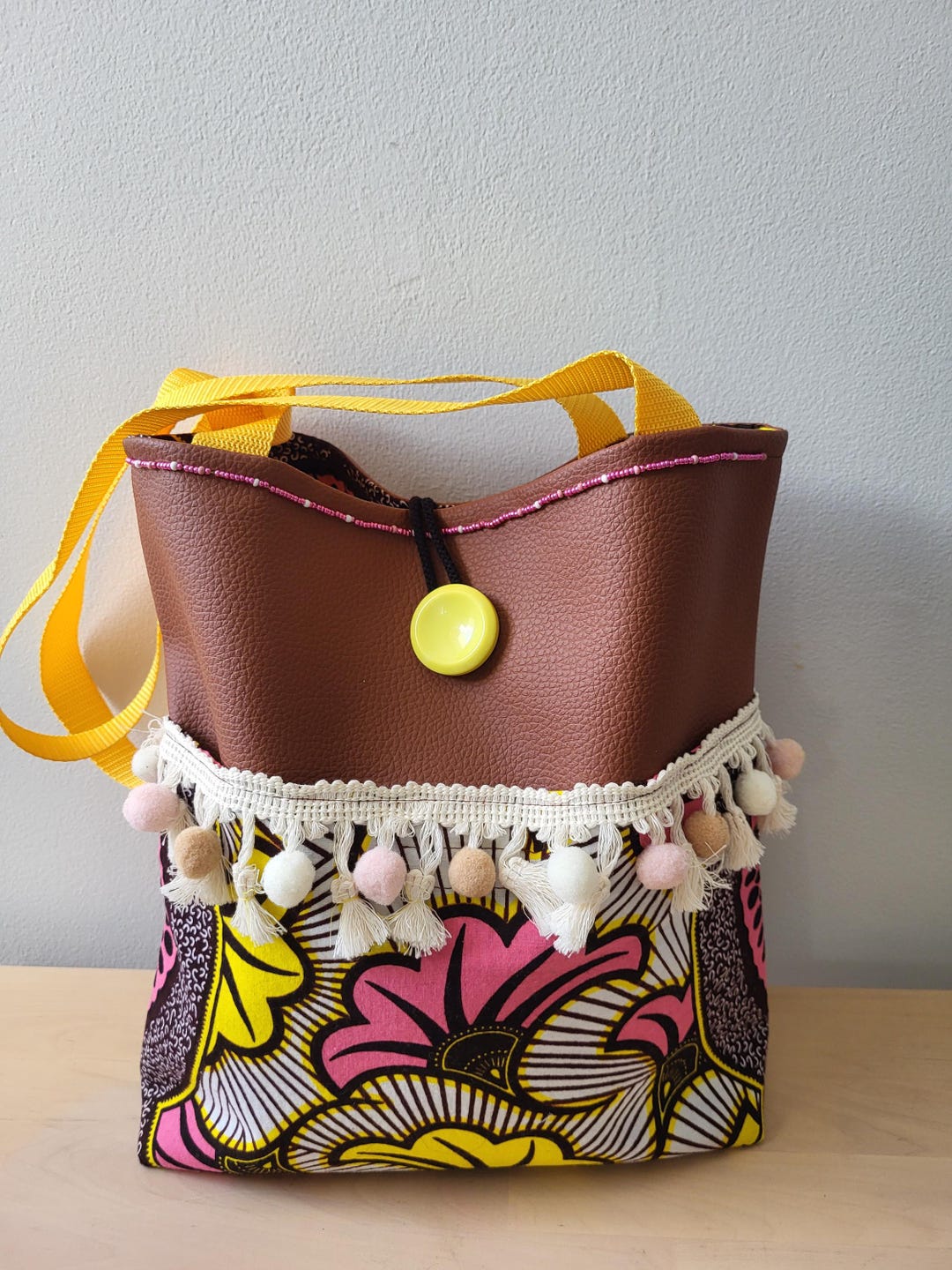 Colorful Fabric and Faux Leather Shoulder Bag. 100% Handmade - Etsy