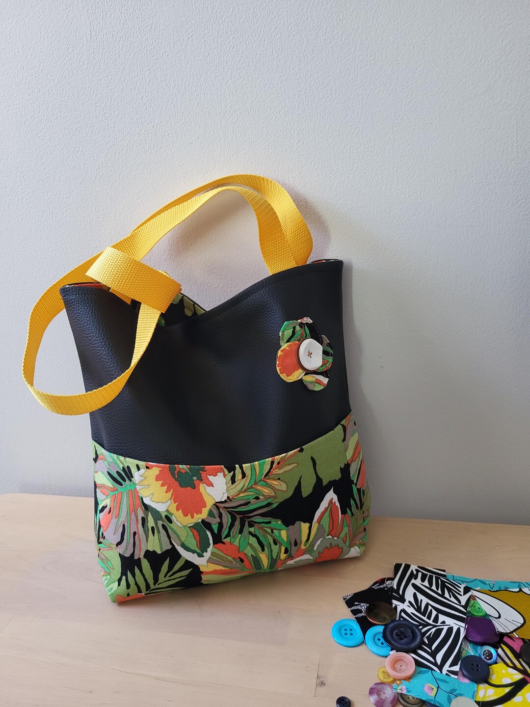 Colorful Fabric and Faux Leather Shoulder Bag. 100% Handmade - Etsy