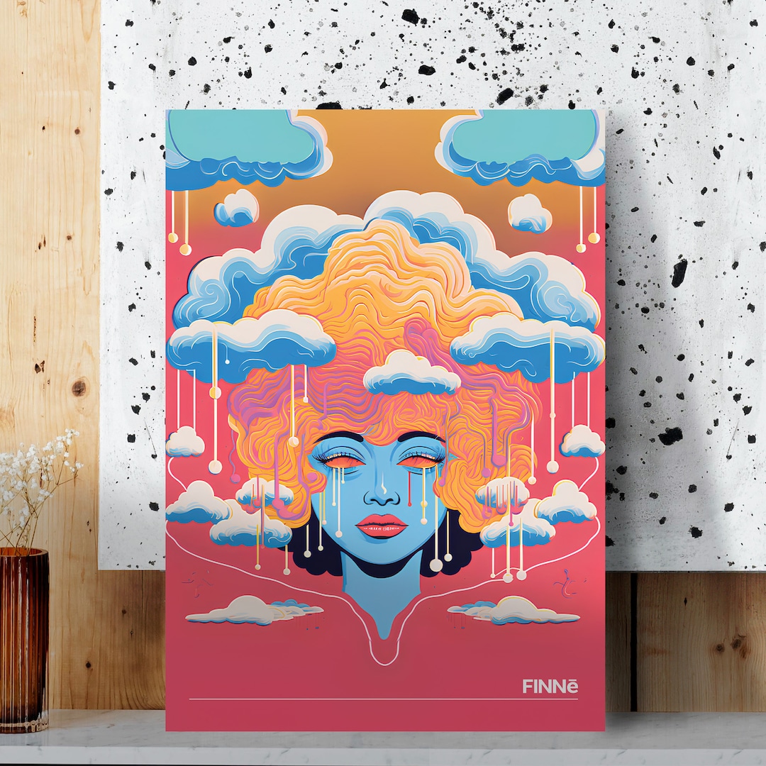 Cloudscape Delirium I | Psychedelic Poster | Vibrant Wall Art | Bright ...