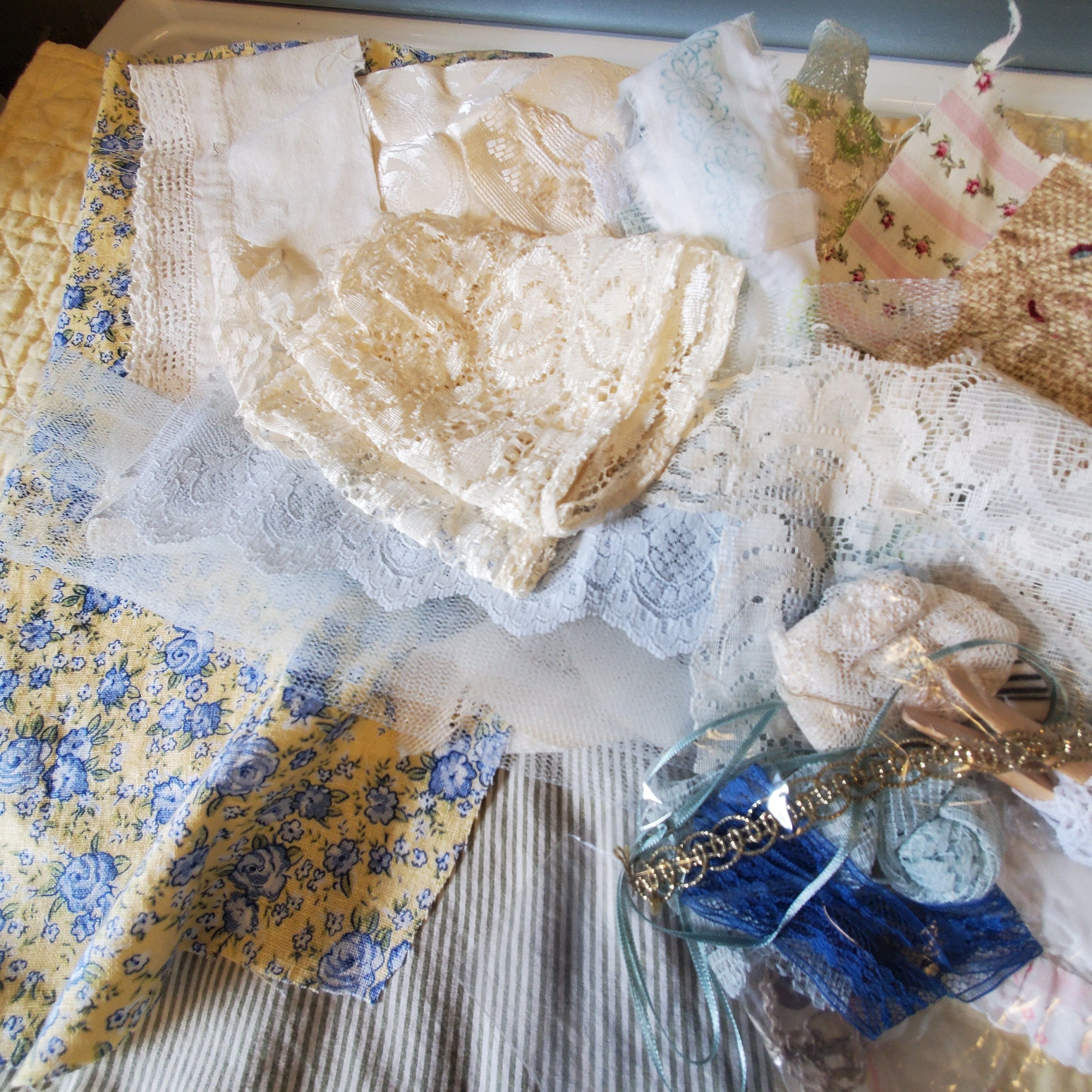 Slow Stitch Lace Needle Book Large Kit in BLUE Includes Cover, Batting ...