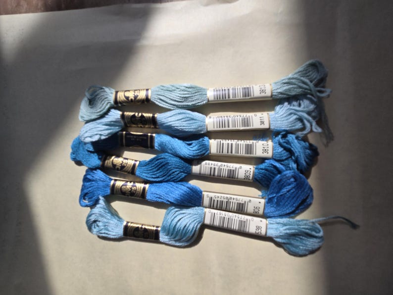 DMC Embroidery Floss 6pc Bundle of Blue - Greens Threads New 100% ...