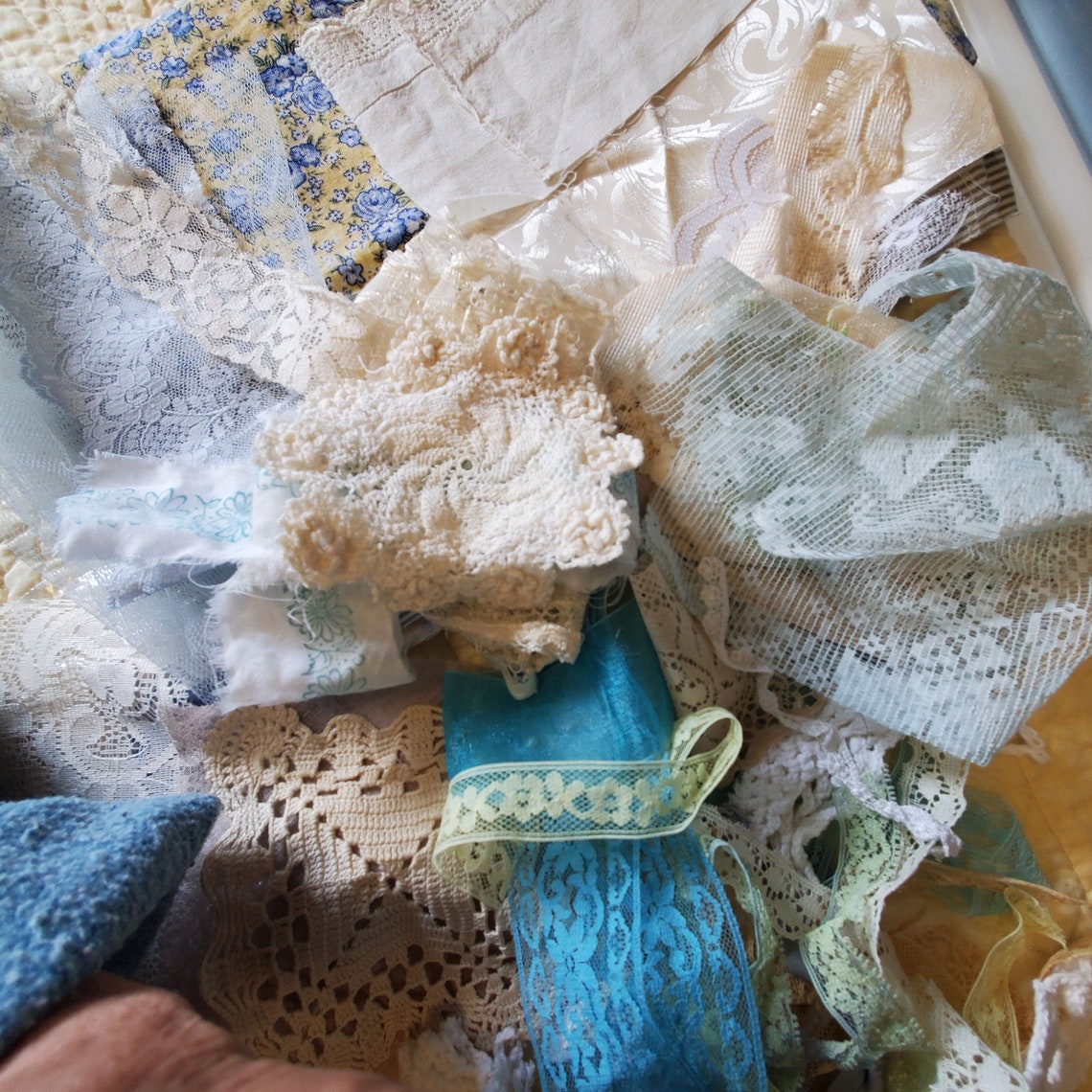 Slow Stitch Lace Needle Book Large Kit in BLUE Includes Cover, Batting ...