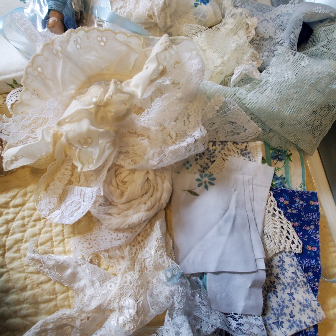 Slow Stitch Lace Needle Book Large Kit in BLUE Includes Cover, Batting ...