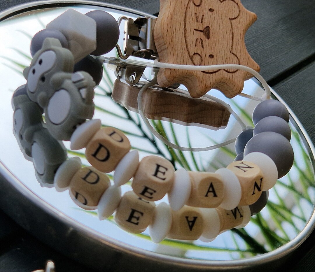 Pacifier Chain Raccoon Motif Silicone BPA Free Non-toxic Baby Gift Gift ...