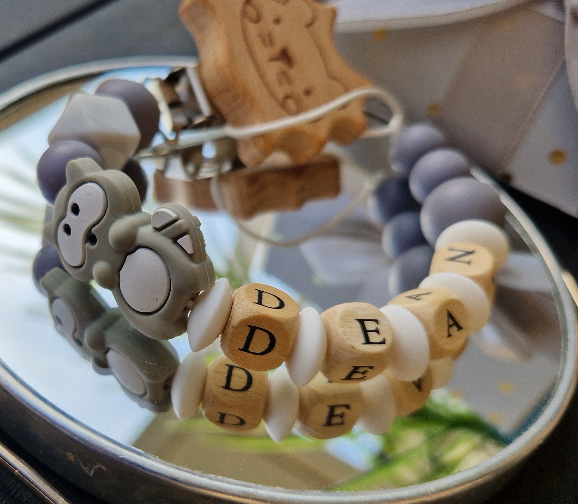 Pacifier Chain Raccoon Motif Silicone BPA Free Non-toxic Baby Gift Gift ...