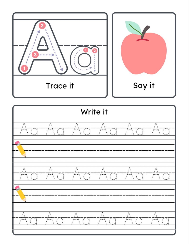 Alphabet Tracing Book for Kids | Printable Handwriting Workbook | ABC ...