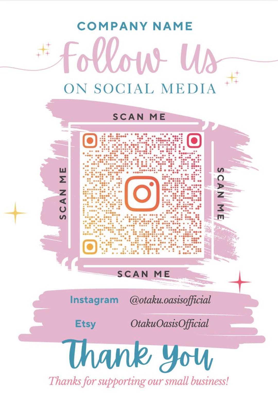 Customizable Social Media Follow Us Template – Digital Download for ...