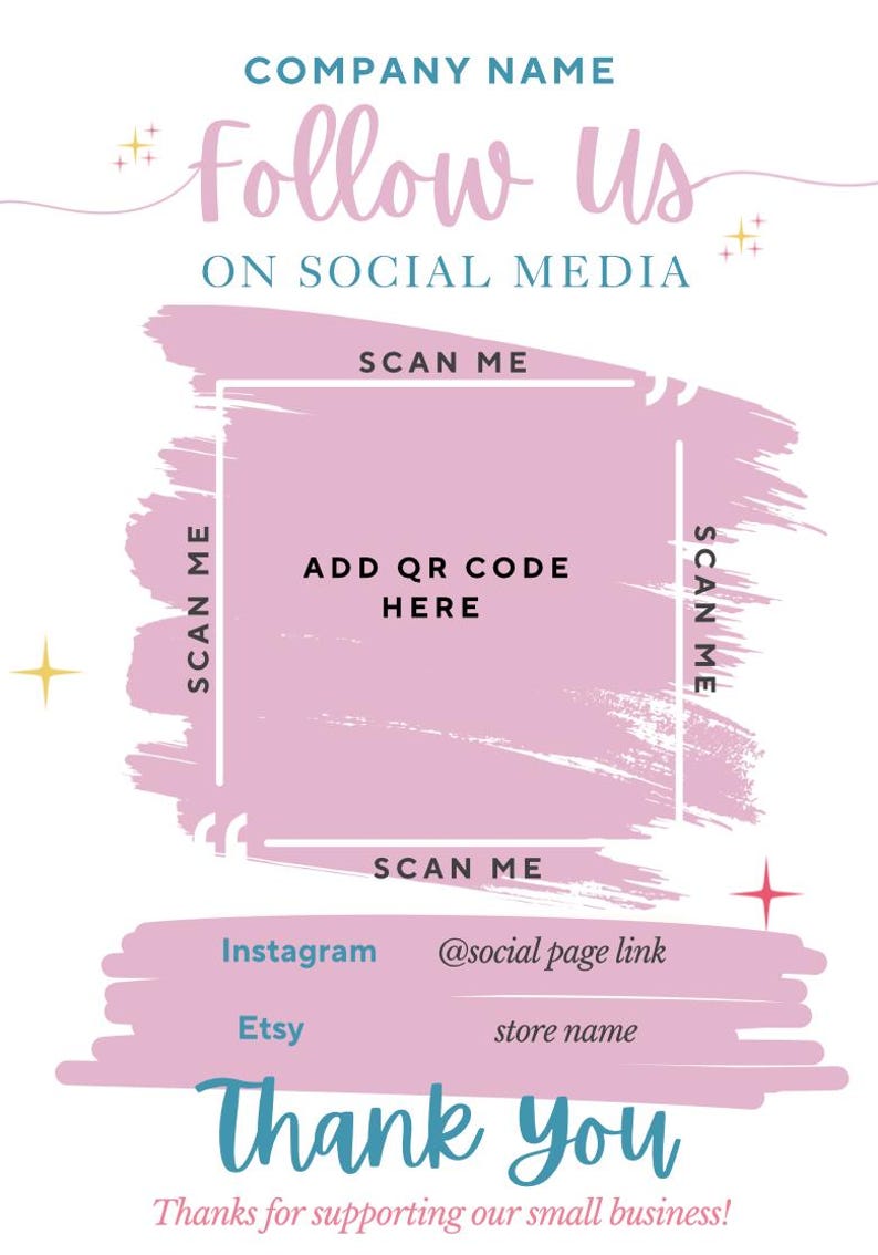 Customizable Social Media Follow Us Template – Digital Download for ...