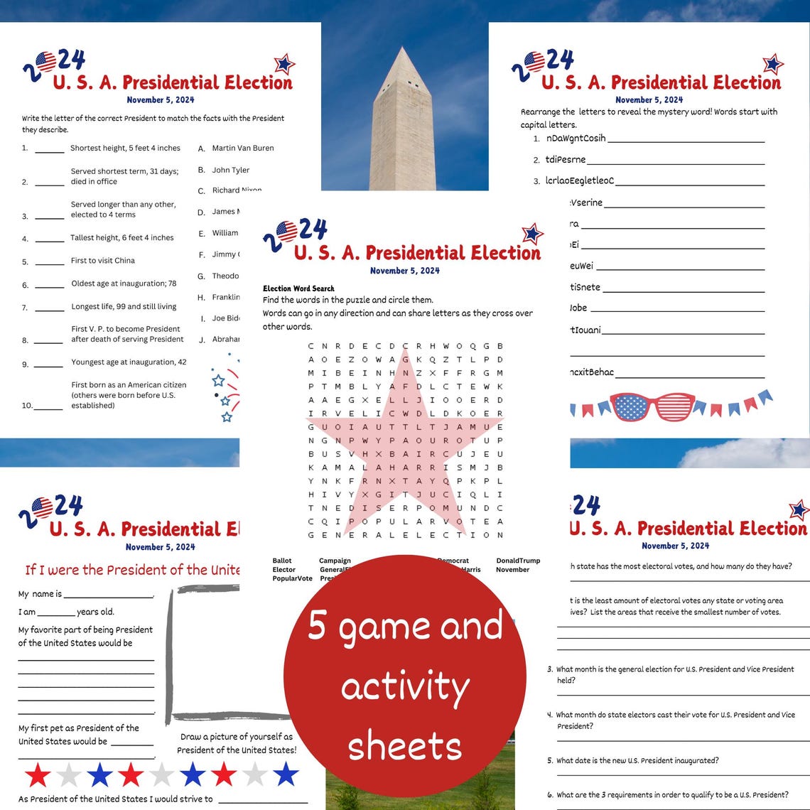 2024 US Presidential Election Worksheets, Election Day Activities ...