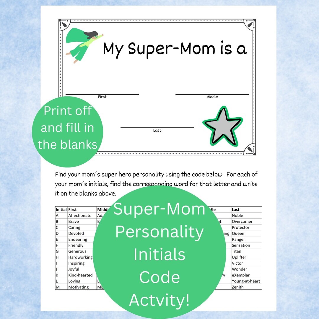 Super-mom Mother's Day Printable Activity Sheet - Etsy