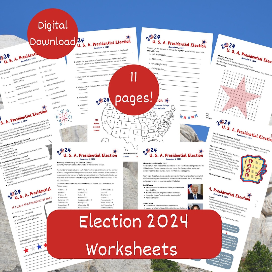 2024 US Presidential Election Worksheets, Election Day Activities ...