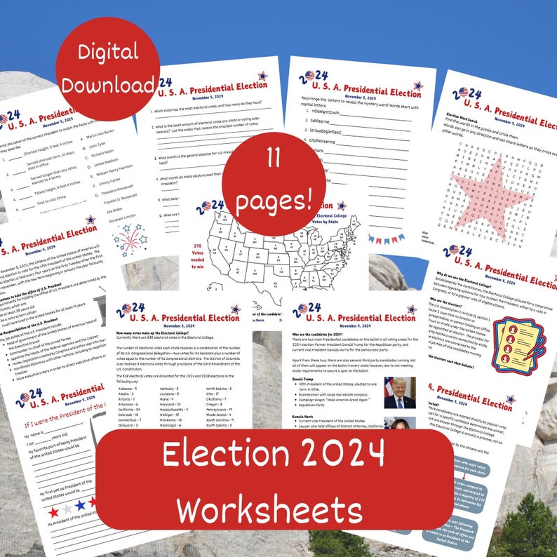 2024 US Presidential Election Worksheets, Election Day Activities ...