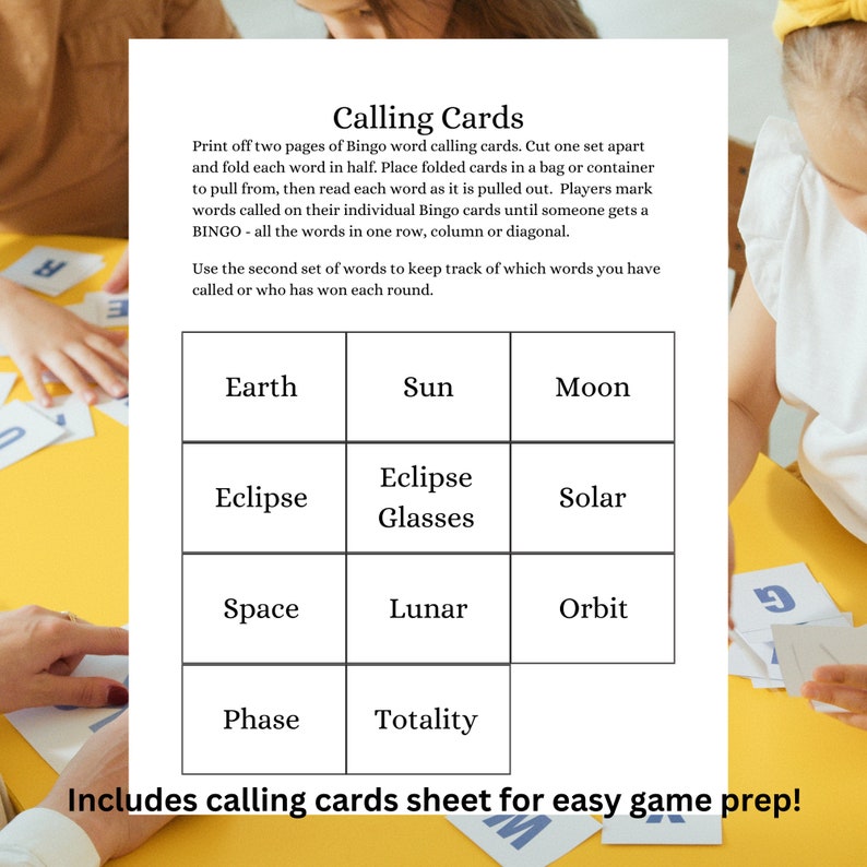 Eclipse Bingo Game, Printable Bingo Sheets - Etsy