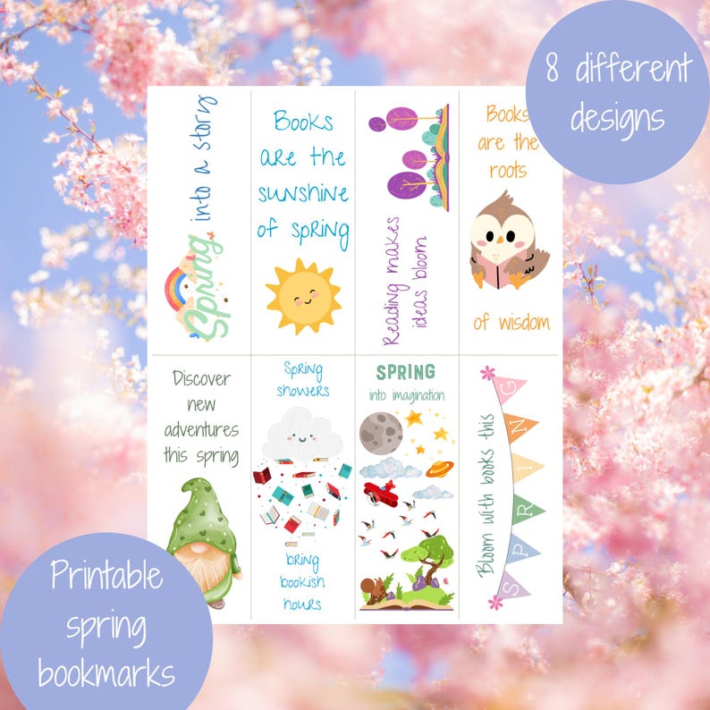 Spring Reading Log, Printable Book Tracker Sheets, Bookmarks, Bookshelf ...
