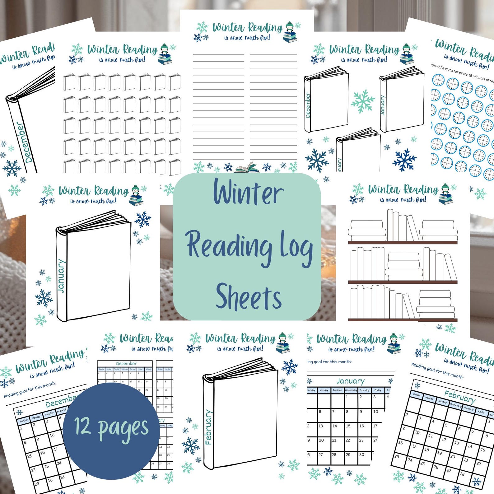 Winter Reading Challenge, Reading Log, Printable Book Tracker Sheets - Etsy