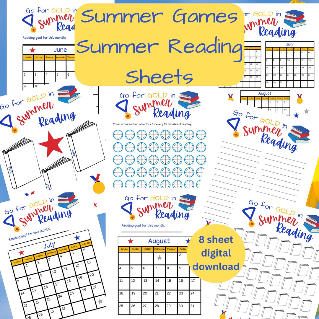 Summer Reading Chart, 2024 Summer Reading Calendar, Reading Log ...