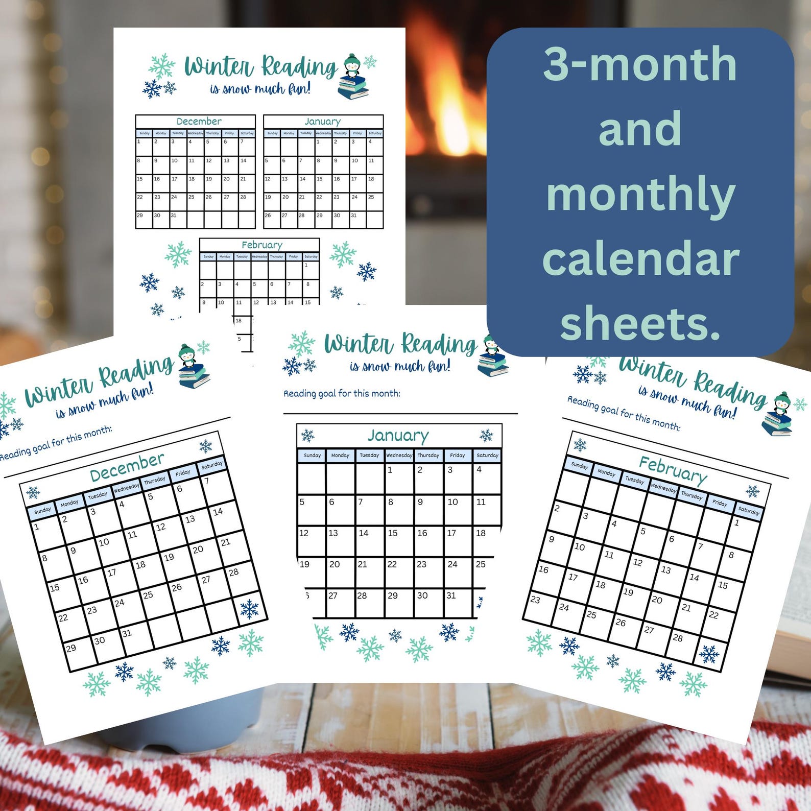 Winter Reading Challenge, Reading Log, Printable Book Tracker Sheets - Etsy