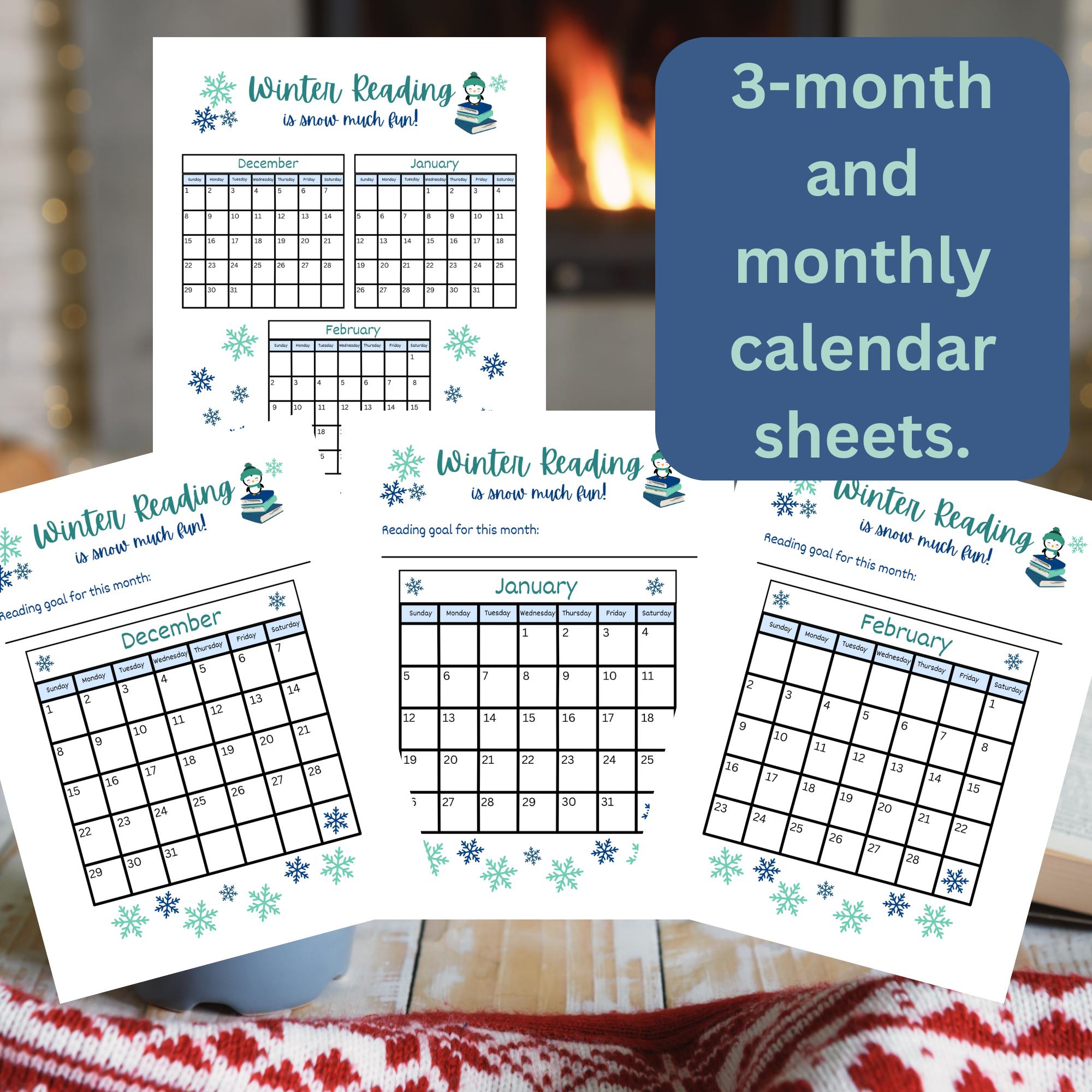 Winter Reading Challenge, Reading Log, Printable Book Tracker Sheets - Etsy