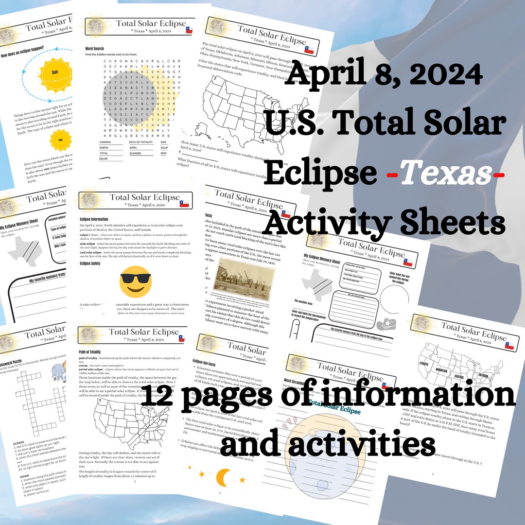 April 8, 2024 Total Solar Eclipse Texas Information, Activity, and ...