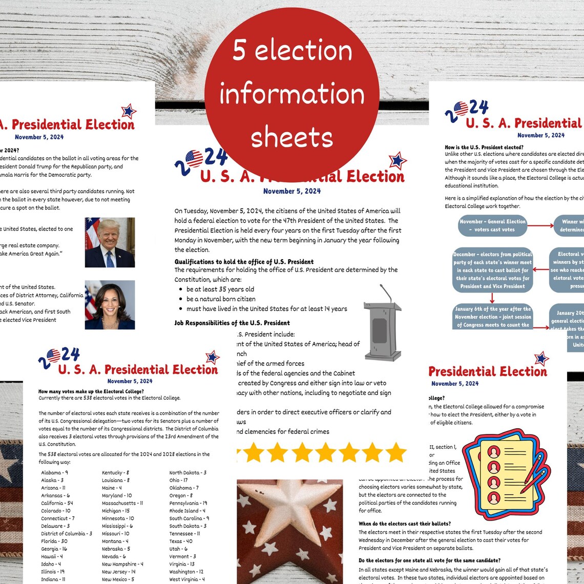 2024 US Presidential Election Worksheets, Election Day Activities ...