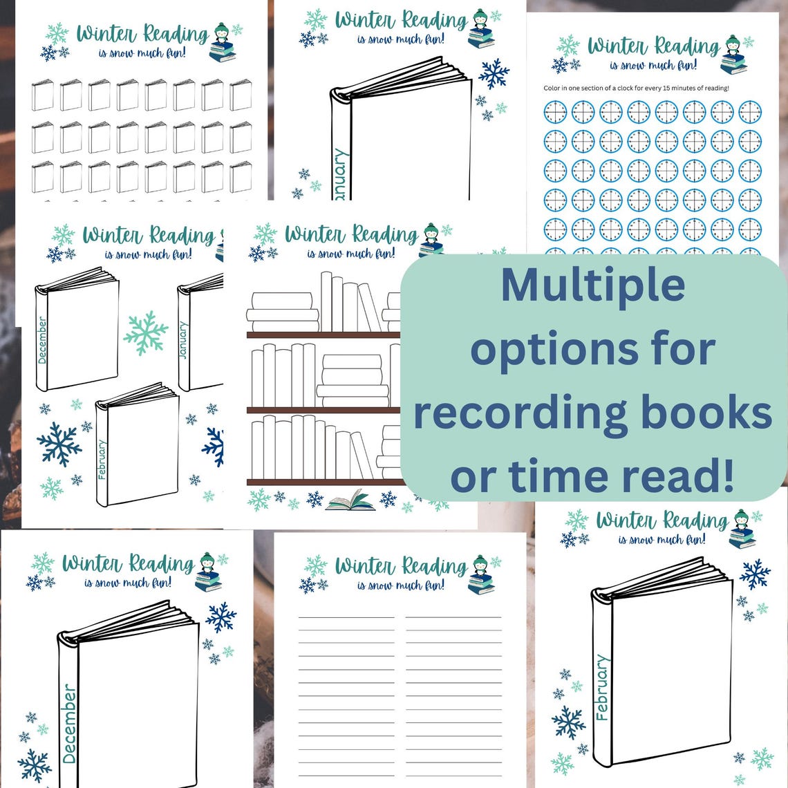 Winter Reading Challenge, Reading Log, Printable Book Tracker Sheets - Etsy