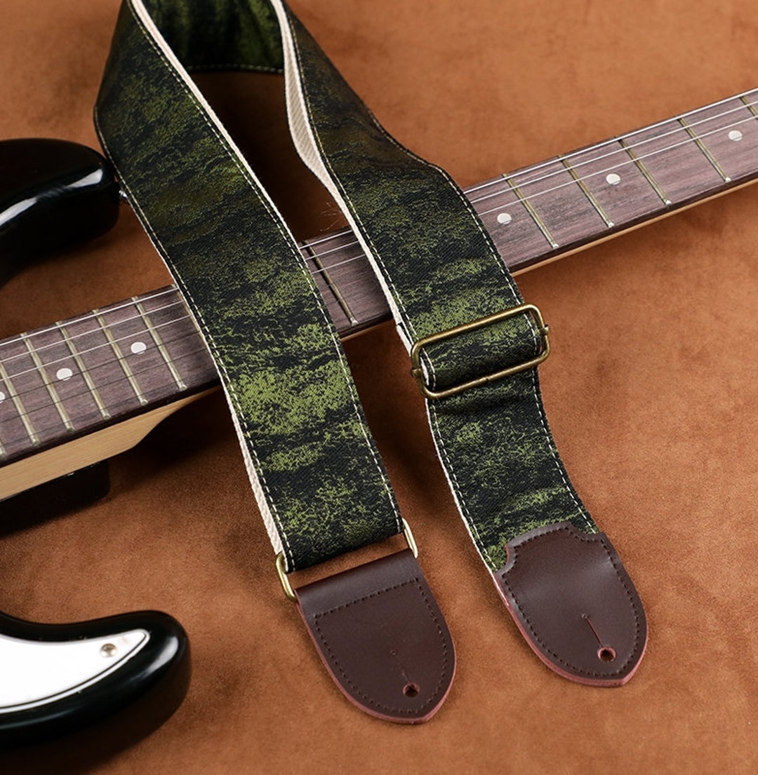 Vintage Green Guitar Strap, Plaid Guitar Strap, Stylish Guitar Strap ...