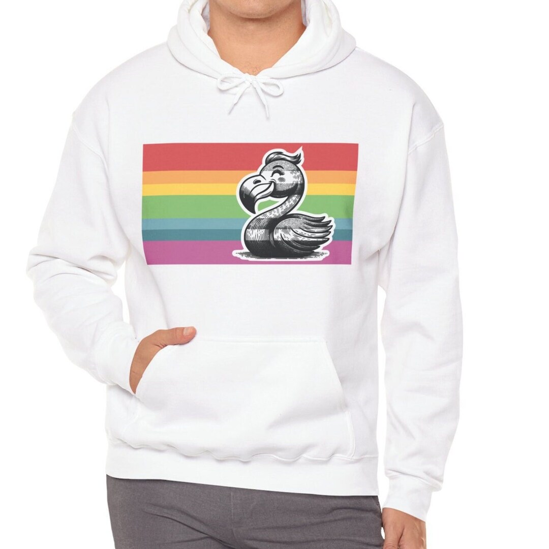 Pride Merch Flamingo Rainbow Hoodie Weird Gift Sweater - Unisex Heavy ...
