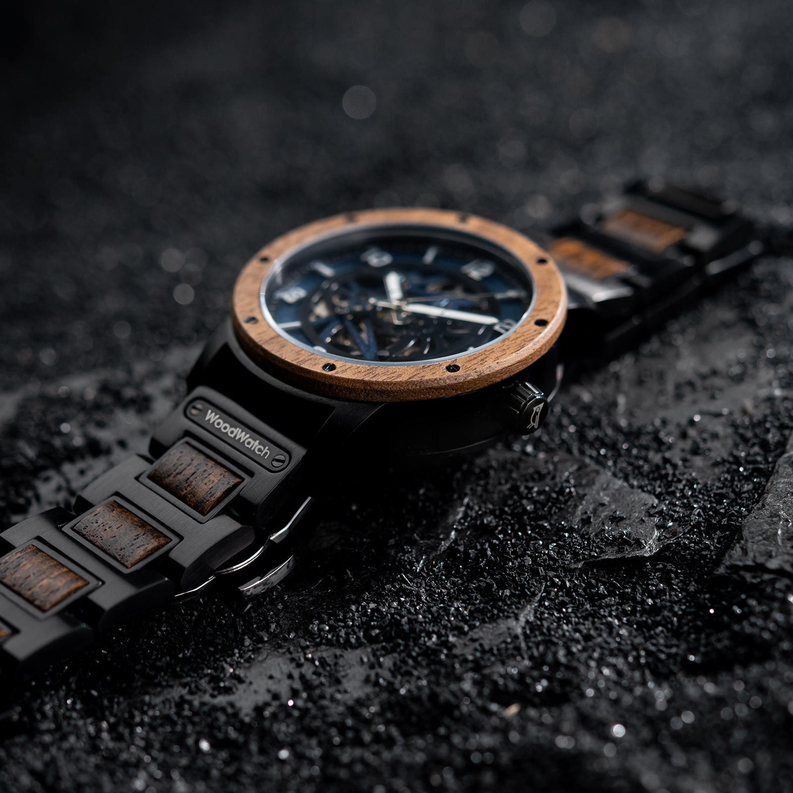Handcrafted Skeleton Automatic Mechanical Walnut Wood Watch Rustic ...