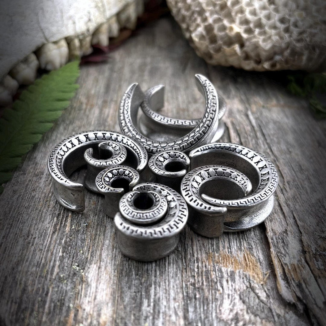 Antiqued Copper Ear Saddles - Tribal Ear Spreaders Plugs - Double Flare ...