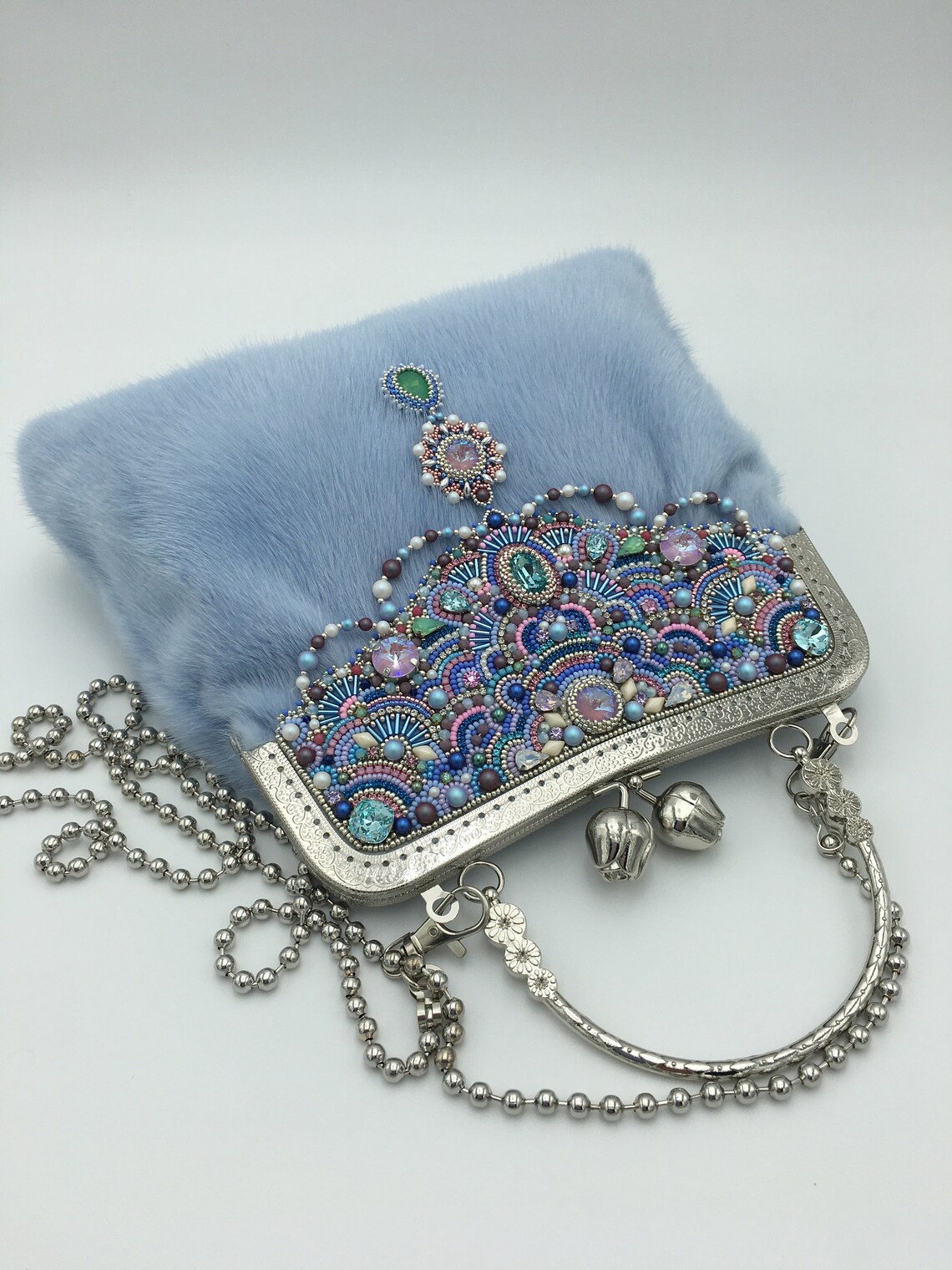 Handmade Mink Handbag With Crystal Embroidery Luxurious Elegance - Etsy