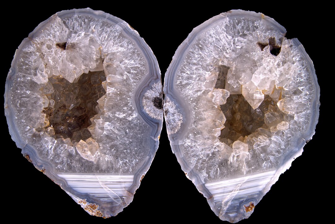 RARE. Bulgarian Waterline Agate Geode With Sagenite Inclusions From ...