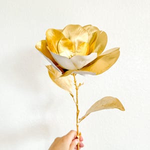 Gold Magnolia Flower Stem, Gold Christmas Magnolia Stem, Christmas ...