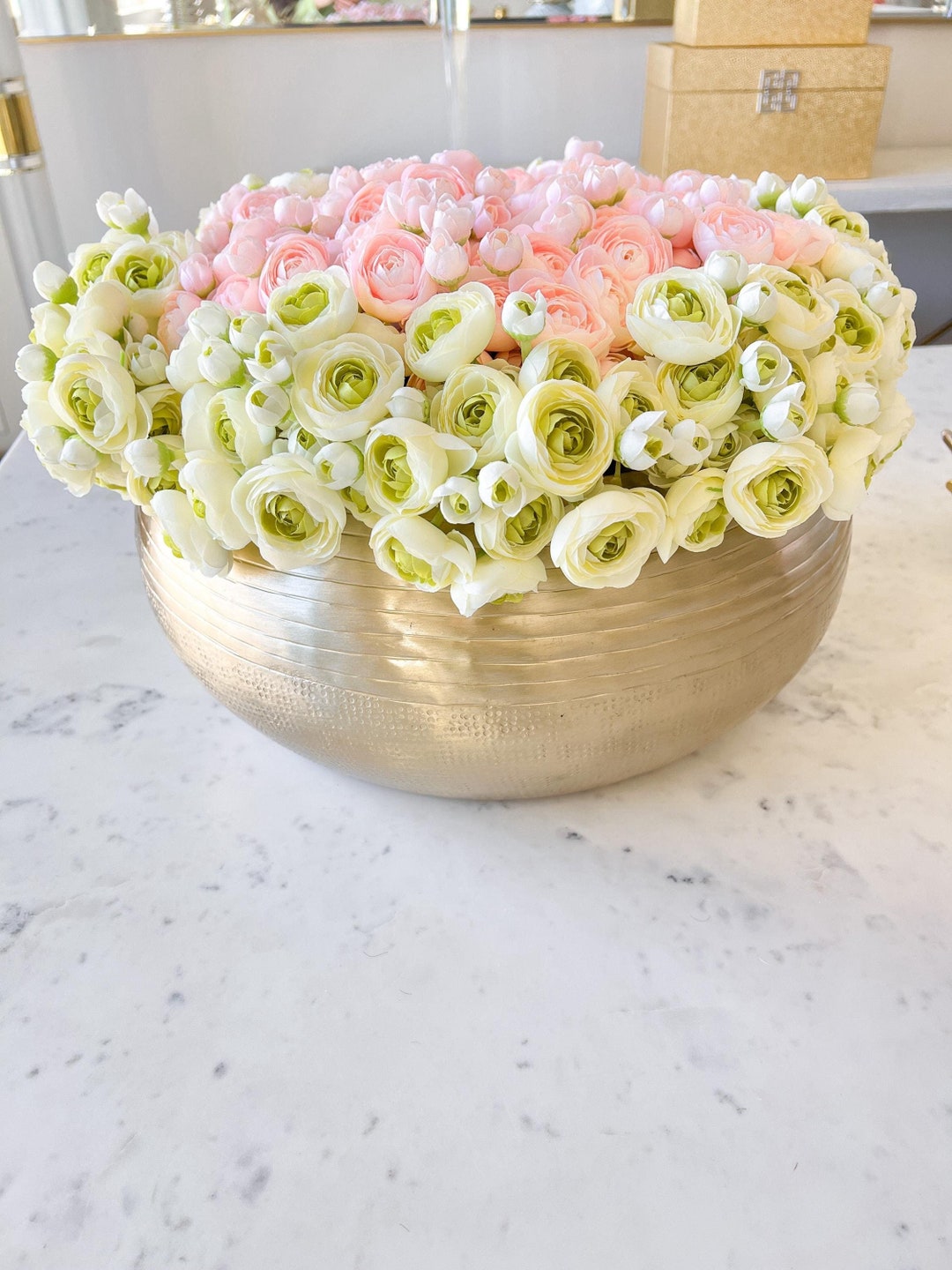 Faux Silk Ranunculus Rose Flower, Faux Pink Ranunculus Bundle, High ...