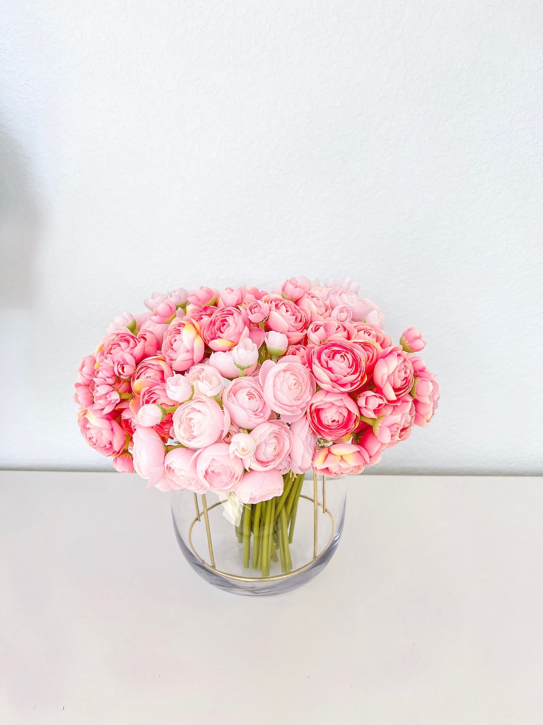Faux Silk Ranunculus Rose Flower, Faux Pink Ranunculus Bundle, High ...