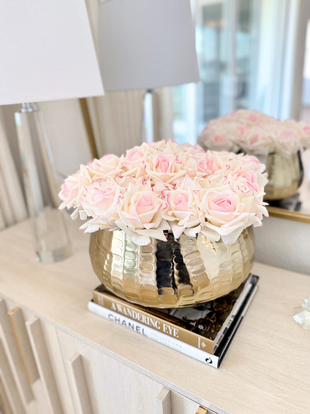 Artificial Real Touch Champagne Rose Bouquet, Faux Rose Stem, DIY ...