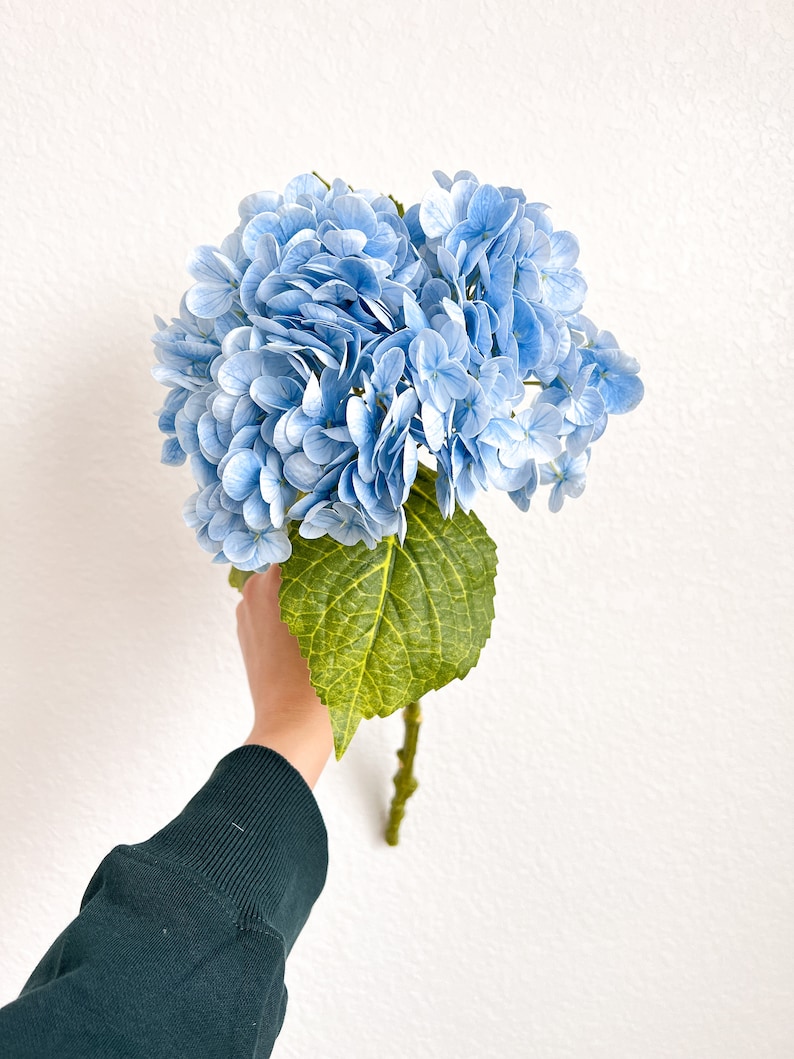 Real Touch Faux Hydrangea Stem, Faux Blue Hydrangea Stem, DIY Floral ...