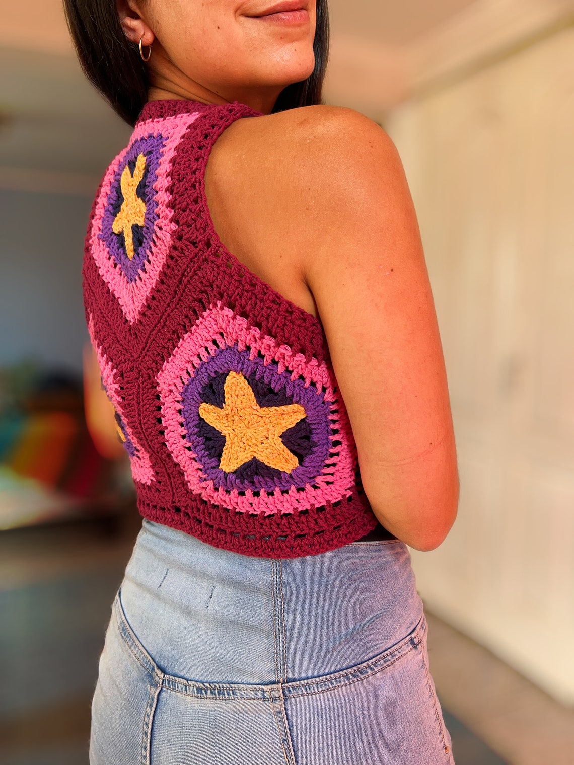Crochet Star Vest Sweater Pattern - Etsy