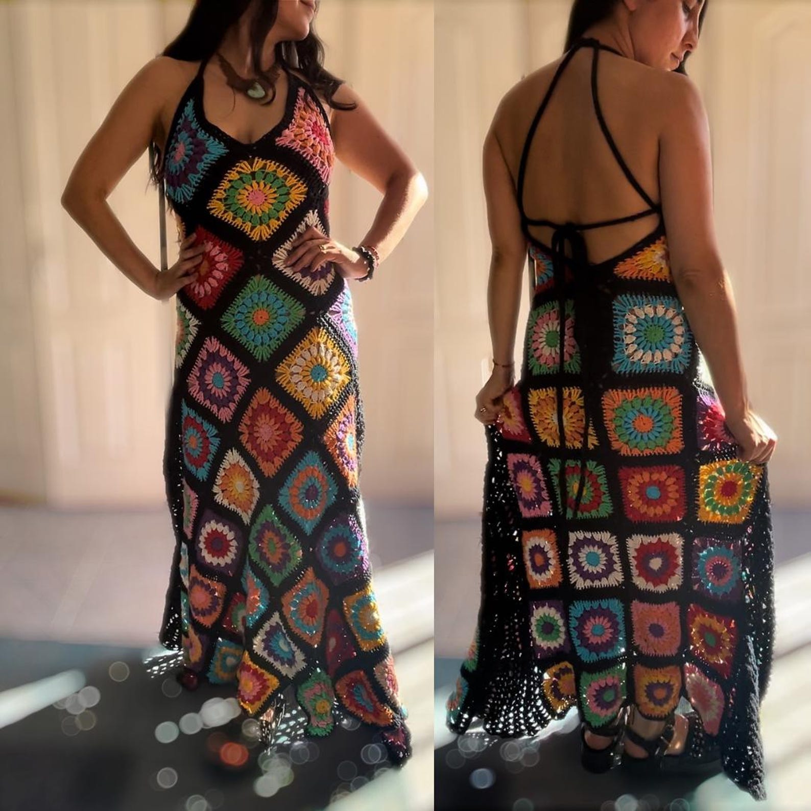 Square Granny Maxi Dress Crochet Pattern - Etsy Canada